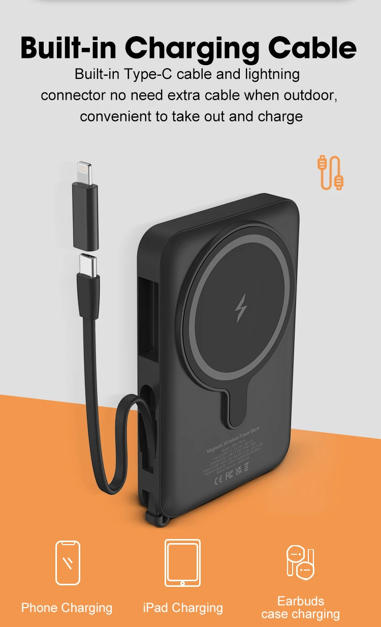 10000mah Magnetic Wireless Battery Pack - Portable Power Bank