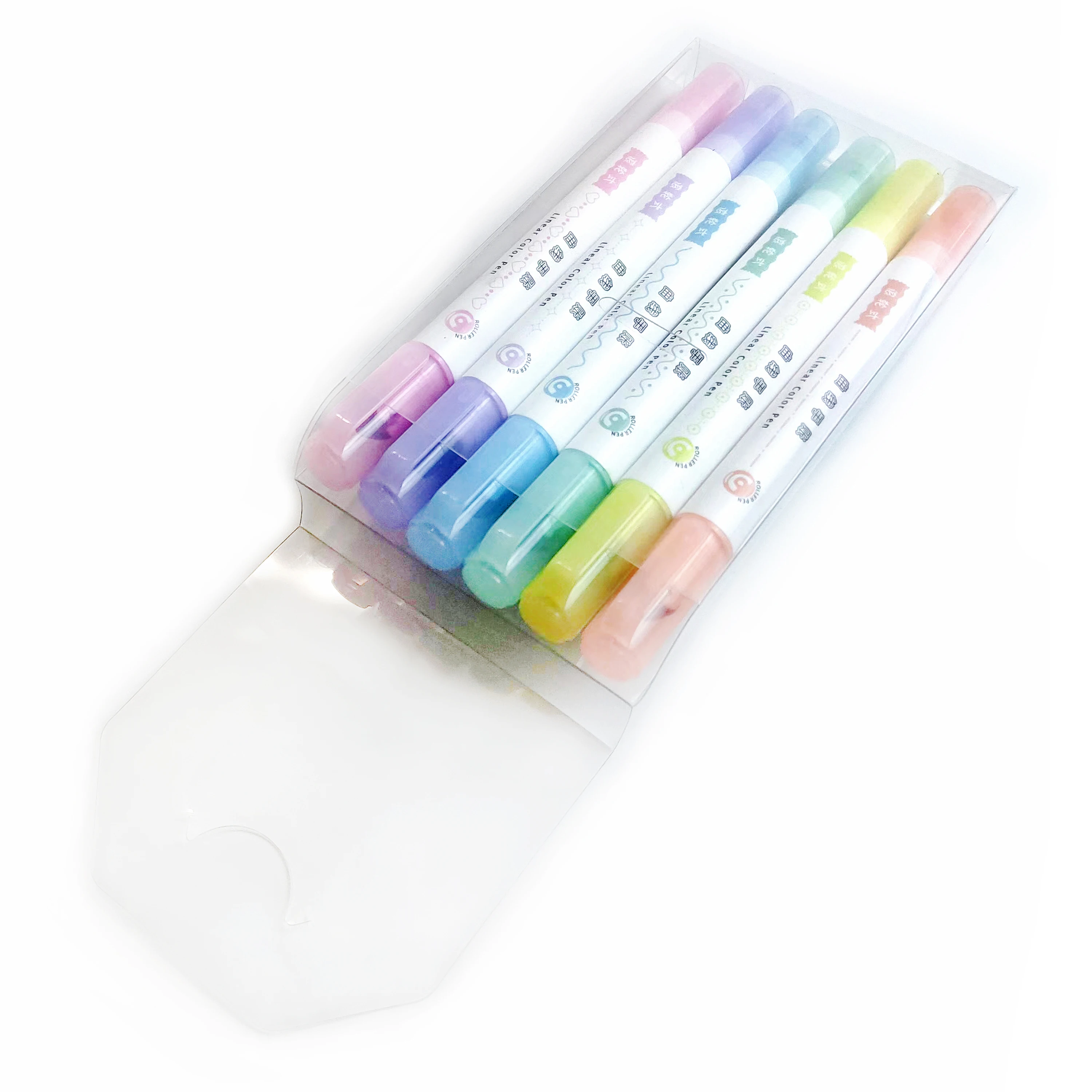 6 Different Curve Shapes Roller Stamp Highlighter Set 2/3/6 Colors ...