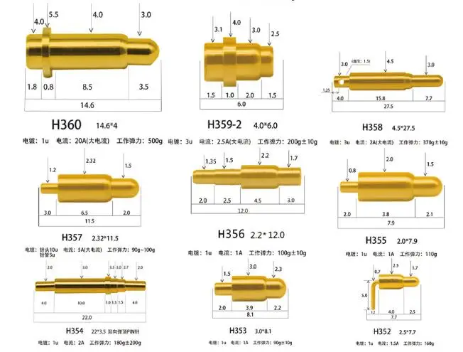 Spring Contact Pogo Pin High Current Connector - 1P Single-core