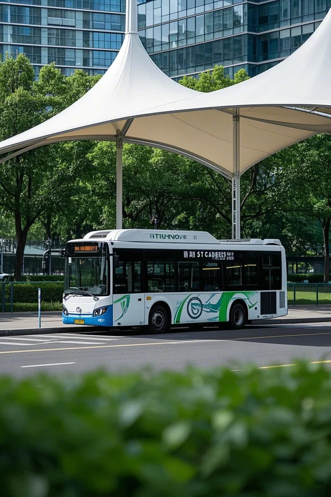 Industrial PVC Membrane Shade Awning Structure Bus Station Shelter for ...