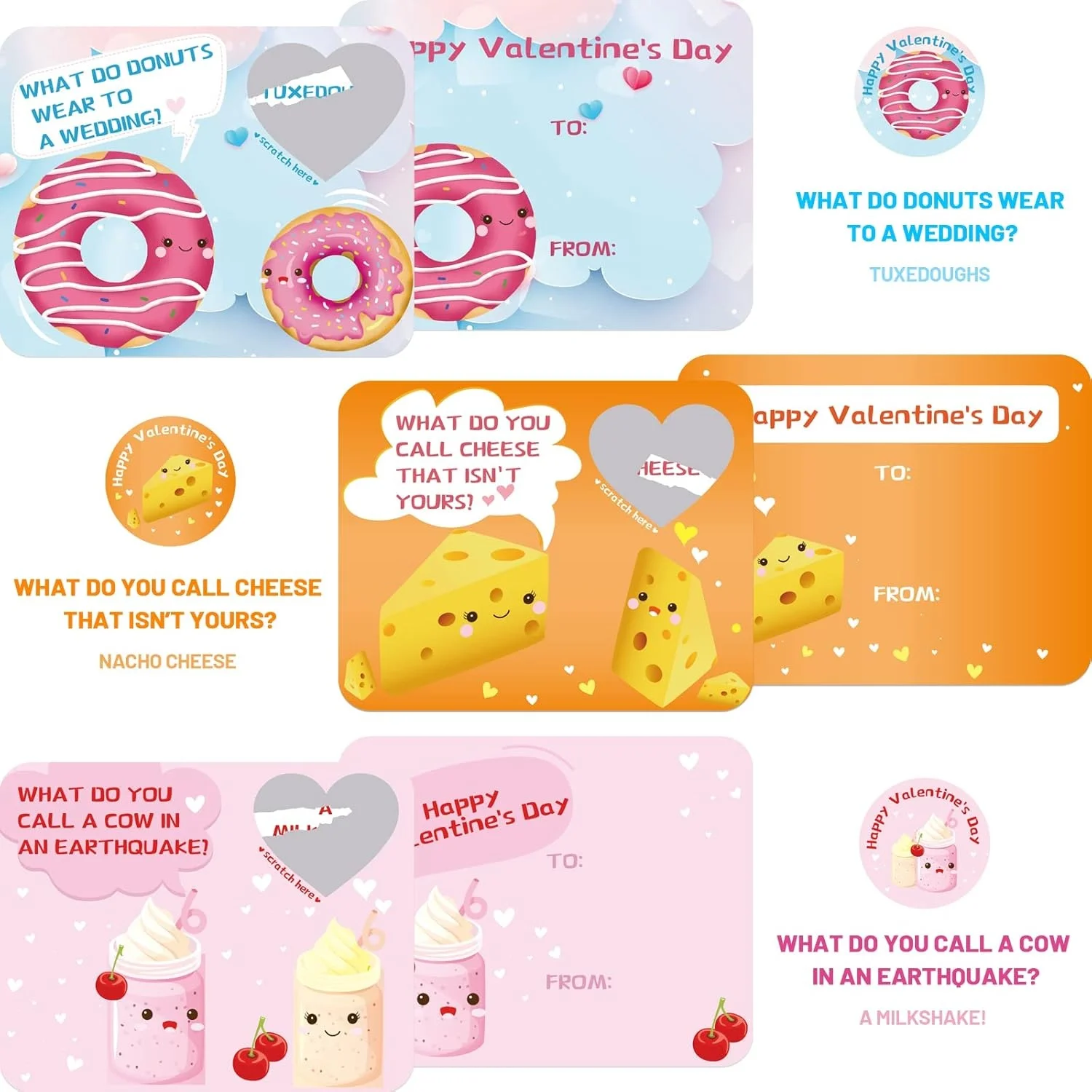 Valentines Day Cards Scratch Off Jokes for Kids Funny Notes with ...