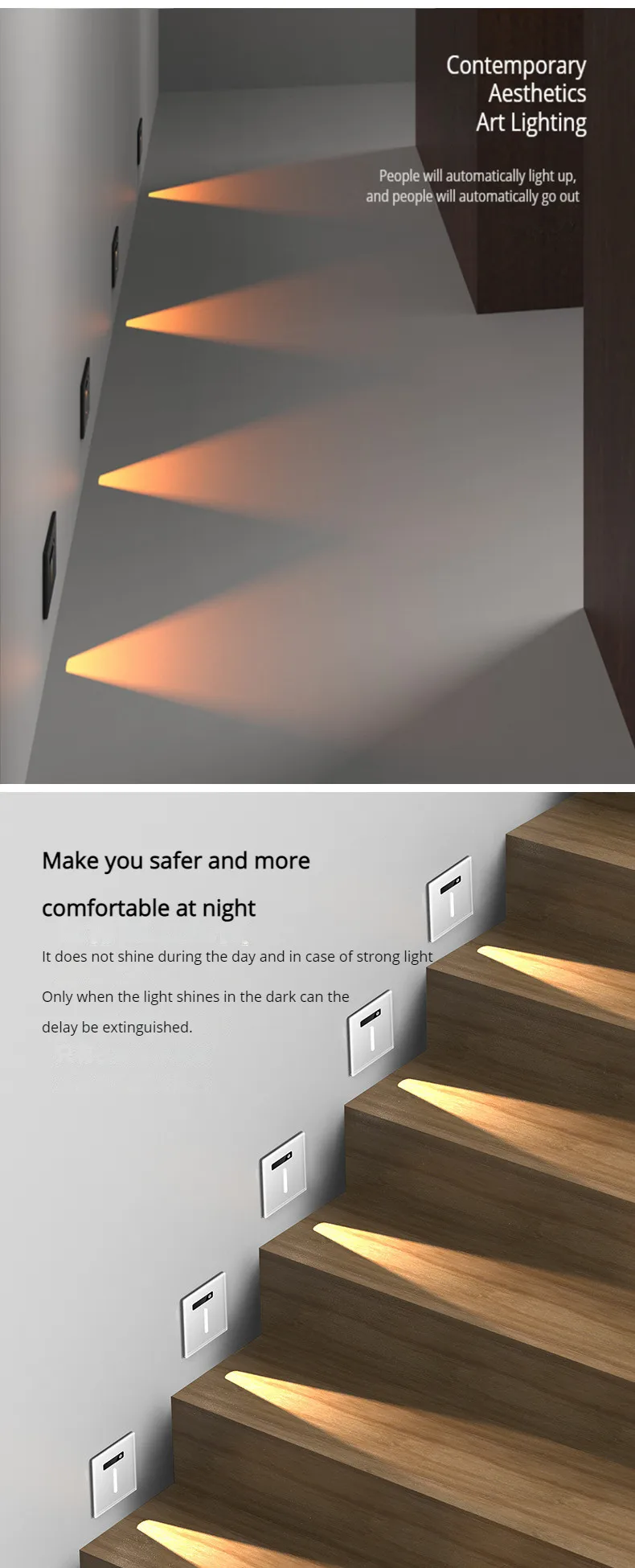 86 Recessed Led Motion Sensor Stair Wall Light - Square Design, Odm