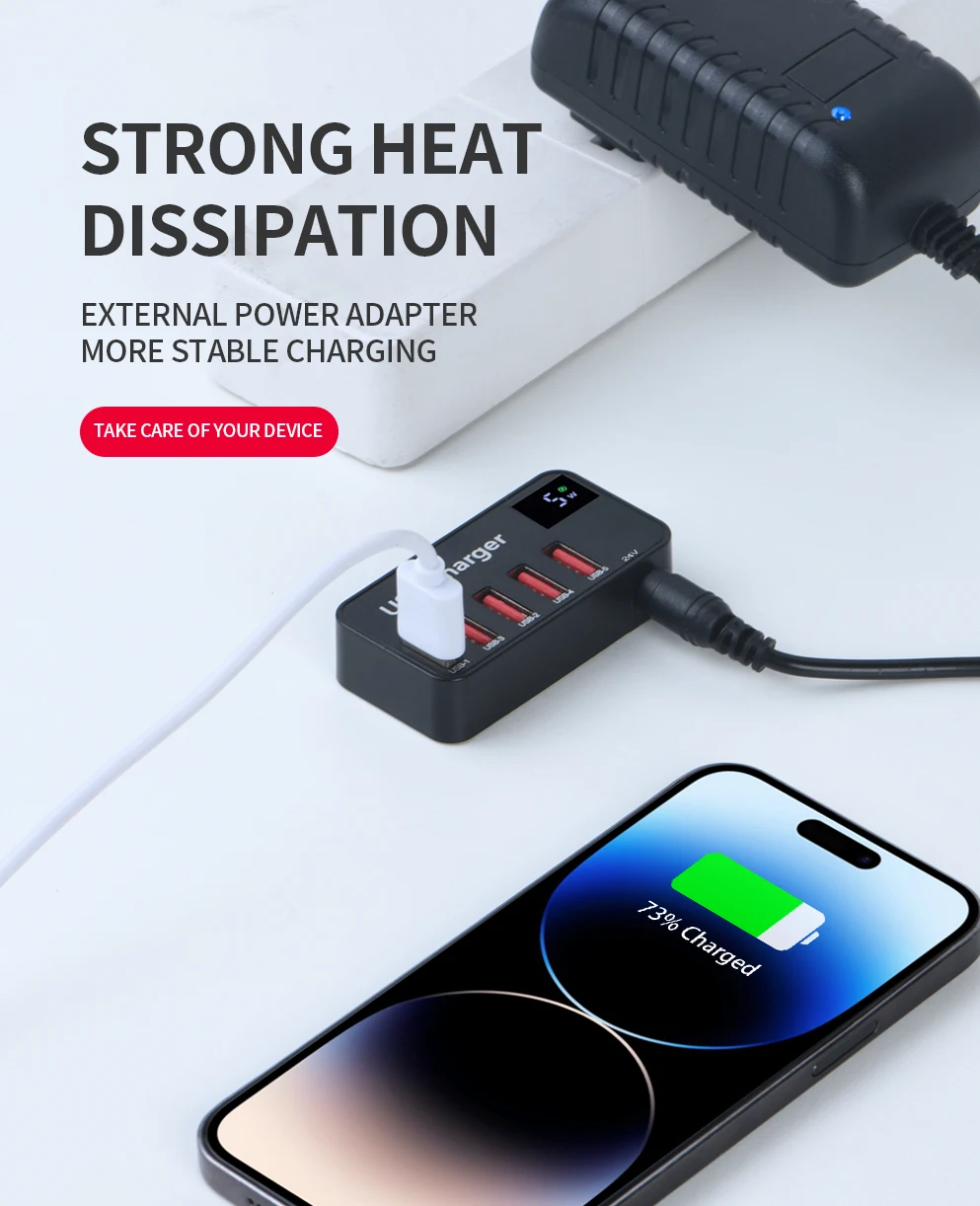 Usb Charger Led Display Universal Phone Desktop Eu Us Uk Plug 60w Pd ...