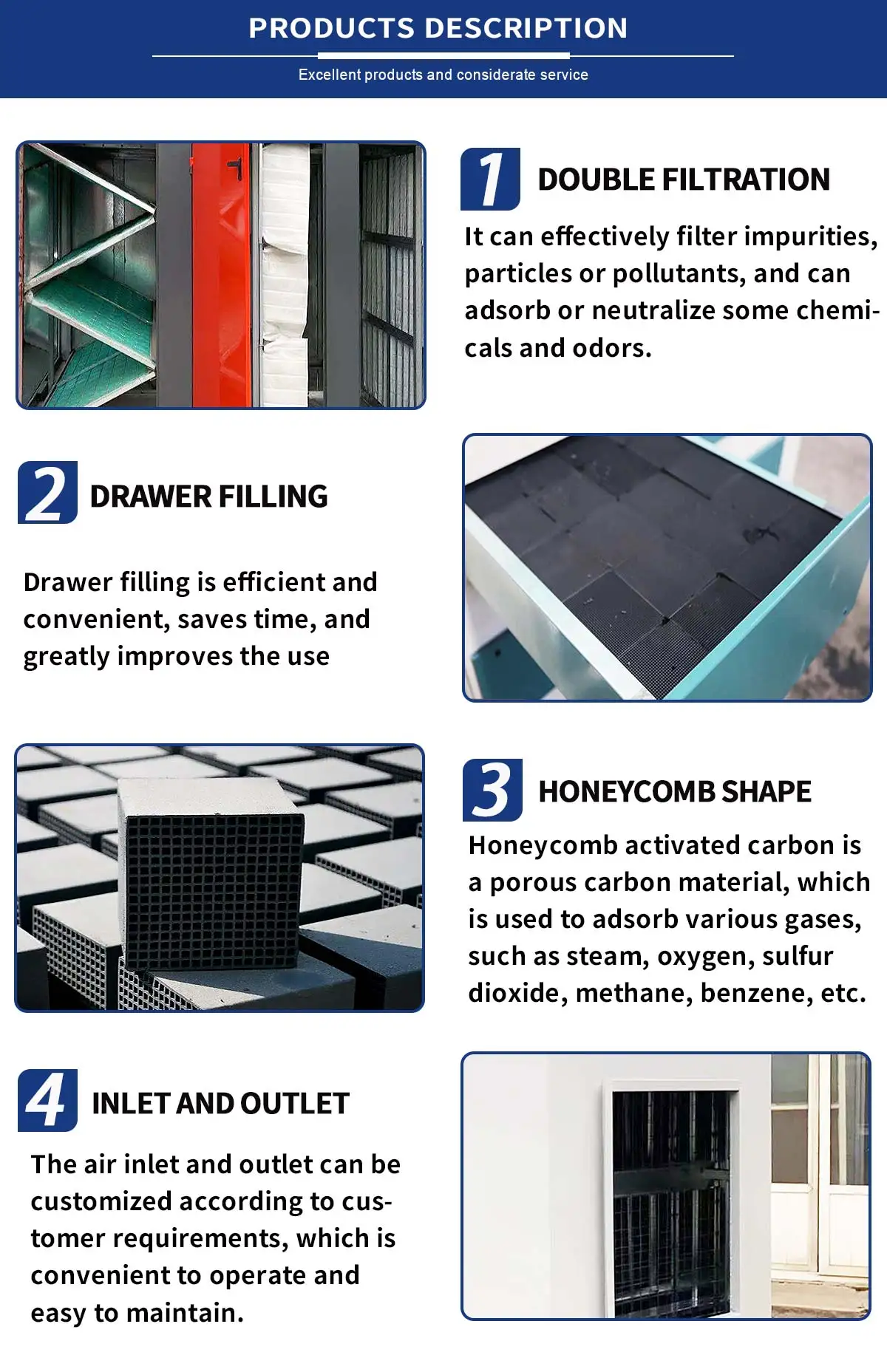 Small Activated Carbon Adsorption Chamber Equipment For Industrial ...