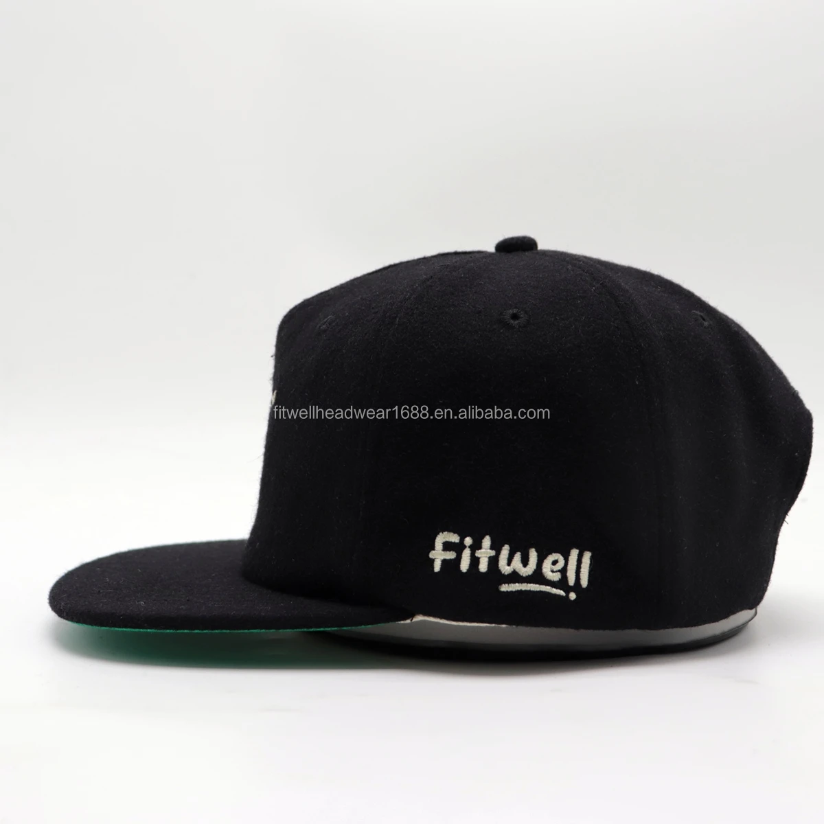 Men's Embroidered Unstructured Wool Blended Hat - 5 Panel