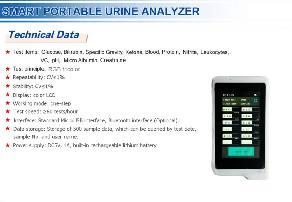 Handheld Portable Urine Analyzer - Easy, Fast, Accurate