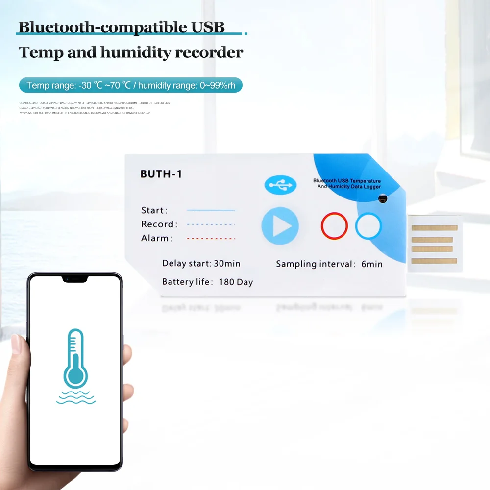 Single Use Disposable Usb Real Time Temperature And Humidity Data ...