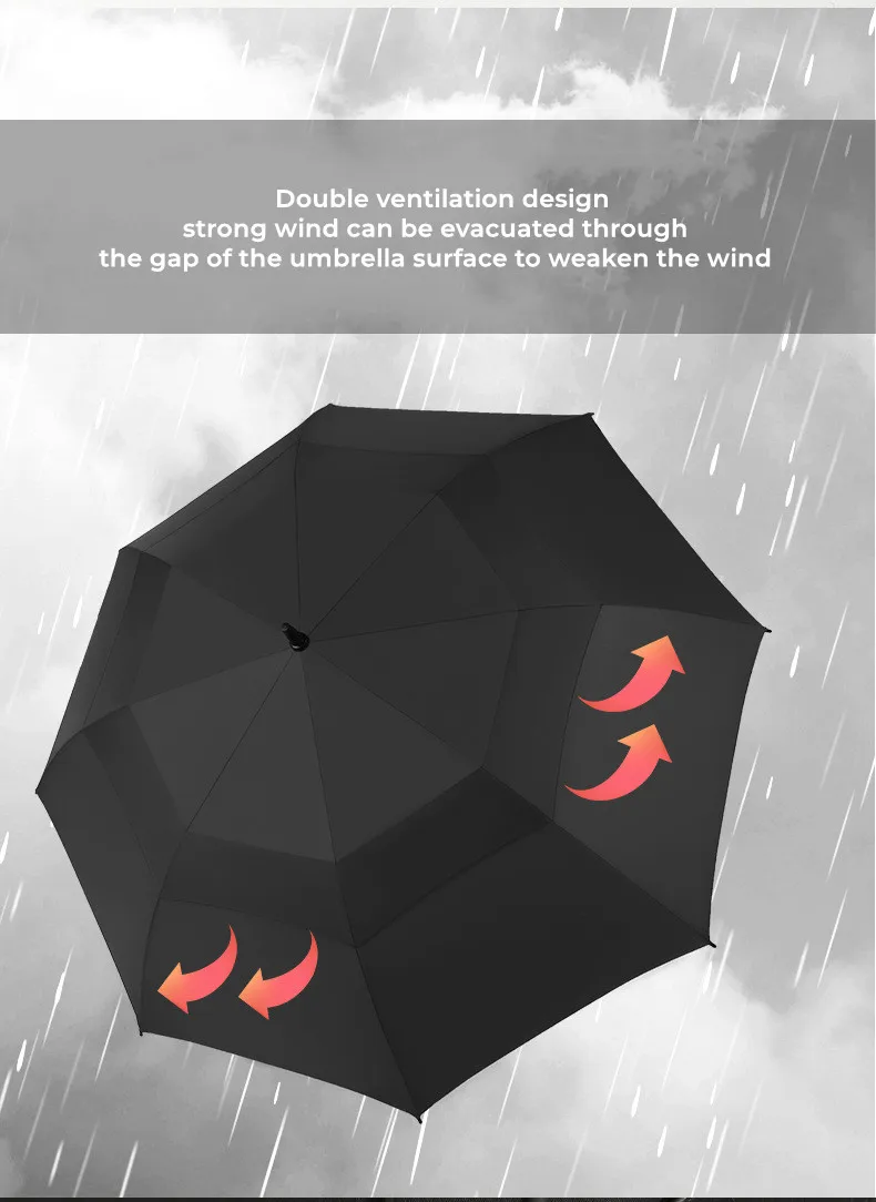 30inch Golf Umbrella Wholesale Custom Logo Large Double Canopy Vented Windproof Umbrella ...