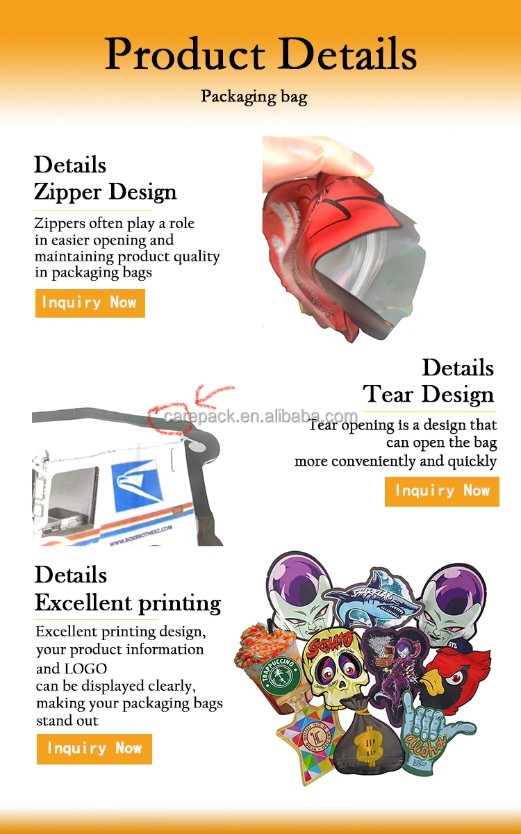 Custom Print Resealable Plastic Edible Packaging Ziplock Foil Pouch 3 ...