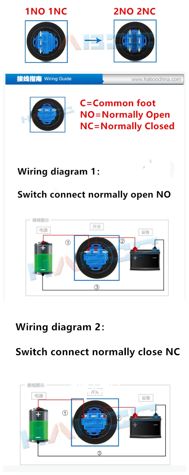 HABOO 16mm Waterproof Key Switch - 2/3position on-off Function
