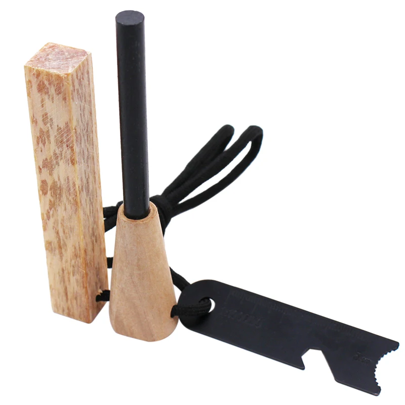 Outdoor Survival Wood Handle Fatwood Fire Starter with Striker