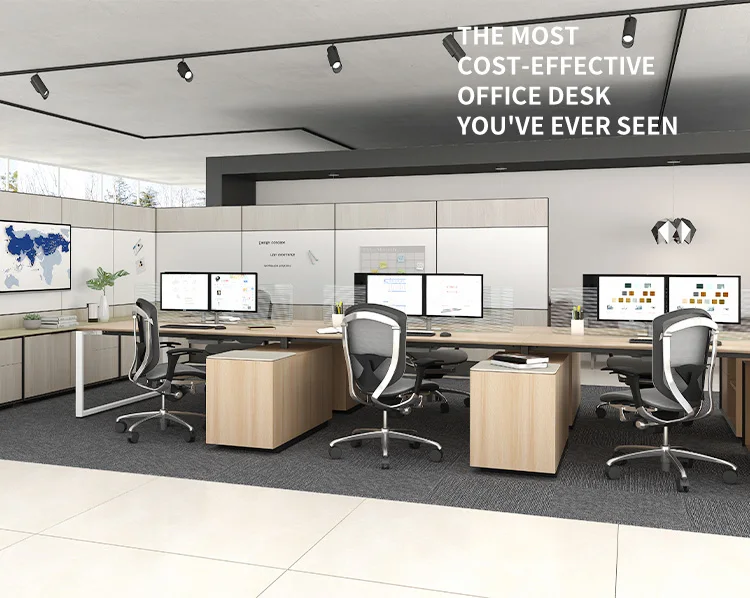 Wood Office Furniture 6 Person Workstation Desk Modern Office Table ...