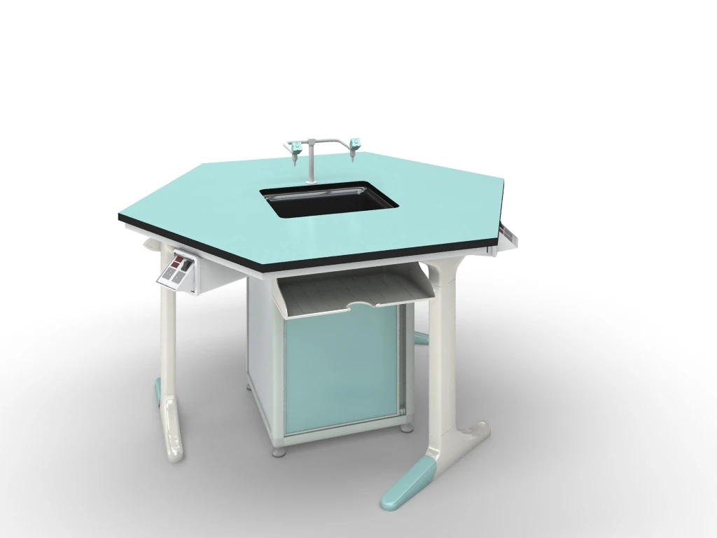 Modern Blue Hexagonal Student Lab Furniture Sockets University Science ...