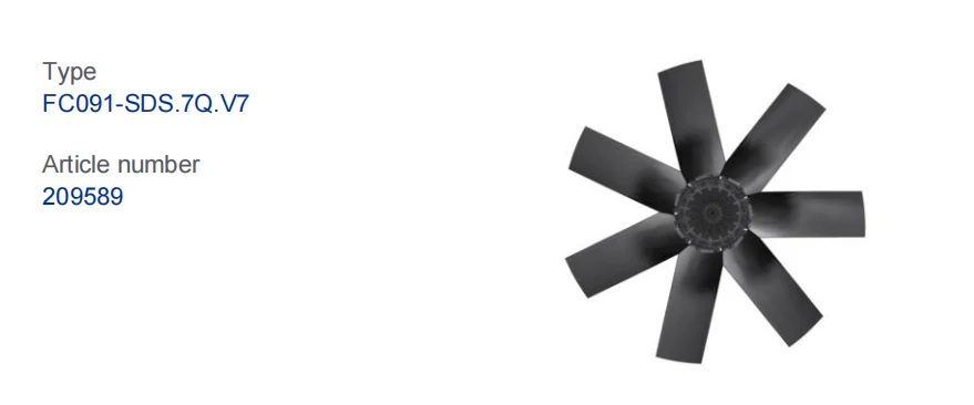 Ziehl-abegg Axial Fan With Diecast Blades For Air Conditioner Model Fc091-sds.7q.v7 Article ...