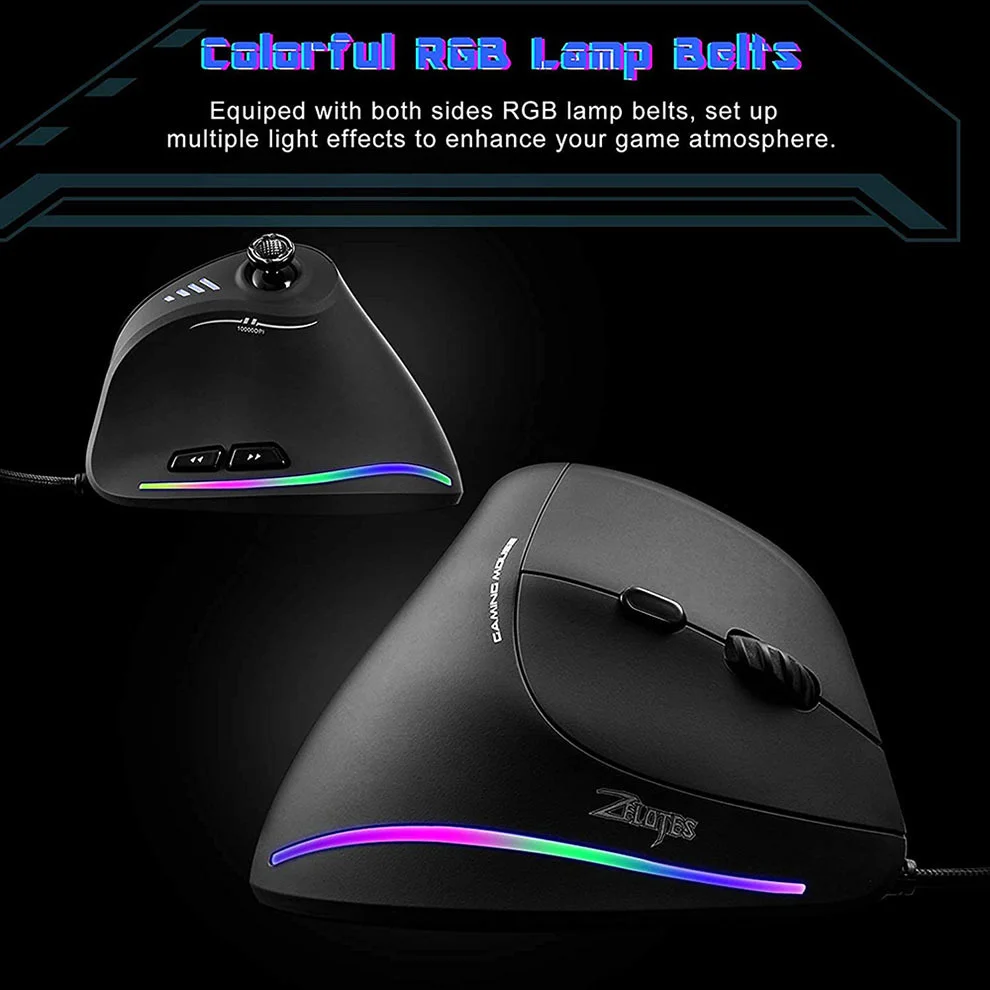 C-18 Wired RGB Vertical Gaming Mouse - Ergonomic Design, Programmable ...