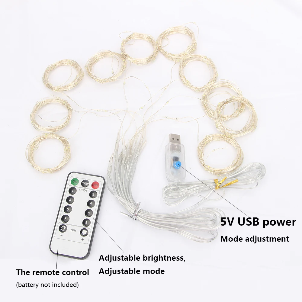 Usb String Lights Christmas Decoration Remote Control Led Curtain ...