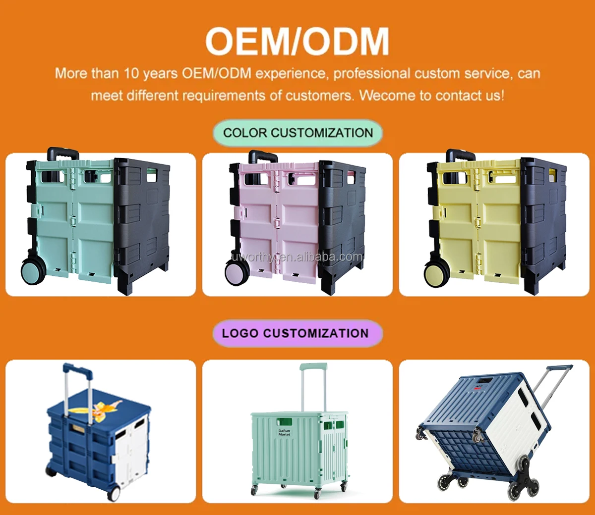 Foldable Utility Cart with 65L Capacity - Portable Rolling Crate for ...