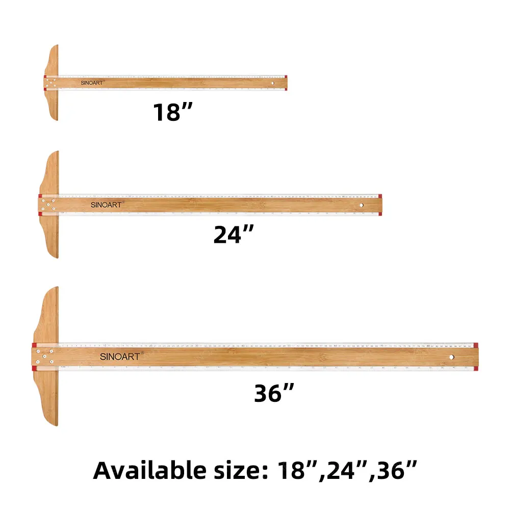 SINOART Custom Bamboo Acrylic Plastic Drawing t square Ruler 18" 24" 36 ...
