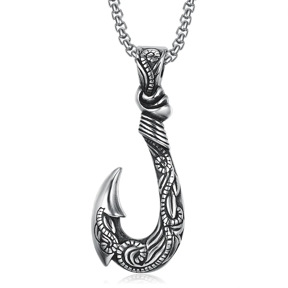Women's Moana Stainless Steel Fish Hook Pendant Necklace Real Hawaiian ...
