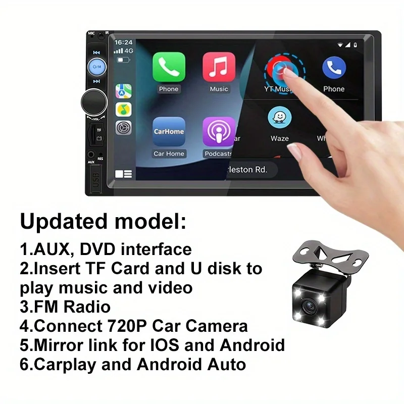 7 Inch Stereo Aux Radio with MP5 Multimedia Player & Android Auto
