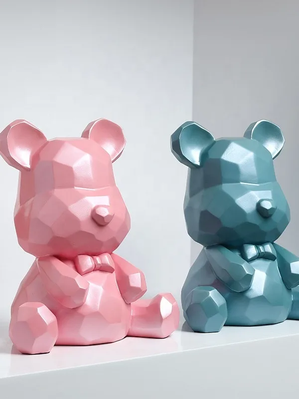 Modern Cute Geometric Sculpture Violent Resin Bear Statues Figurine ...