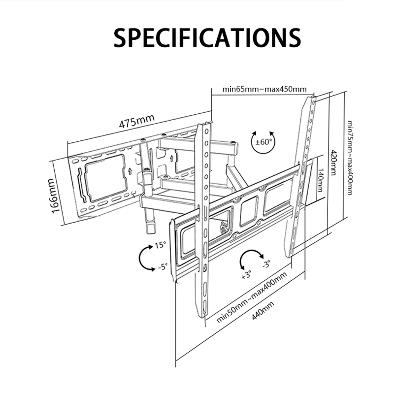 Swivel Tilt TV Mount LCD Heavy Duty TV Bracket Full Motion Invision TV ...