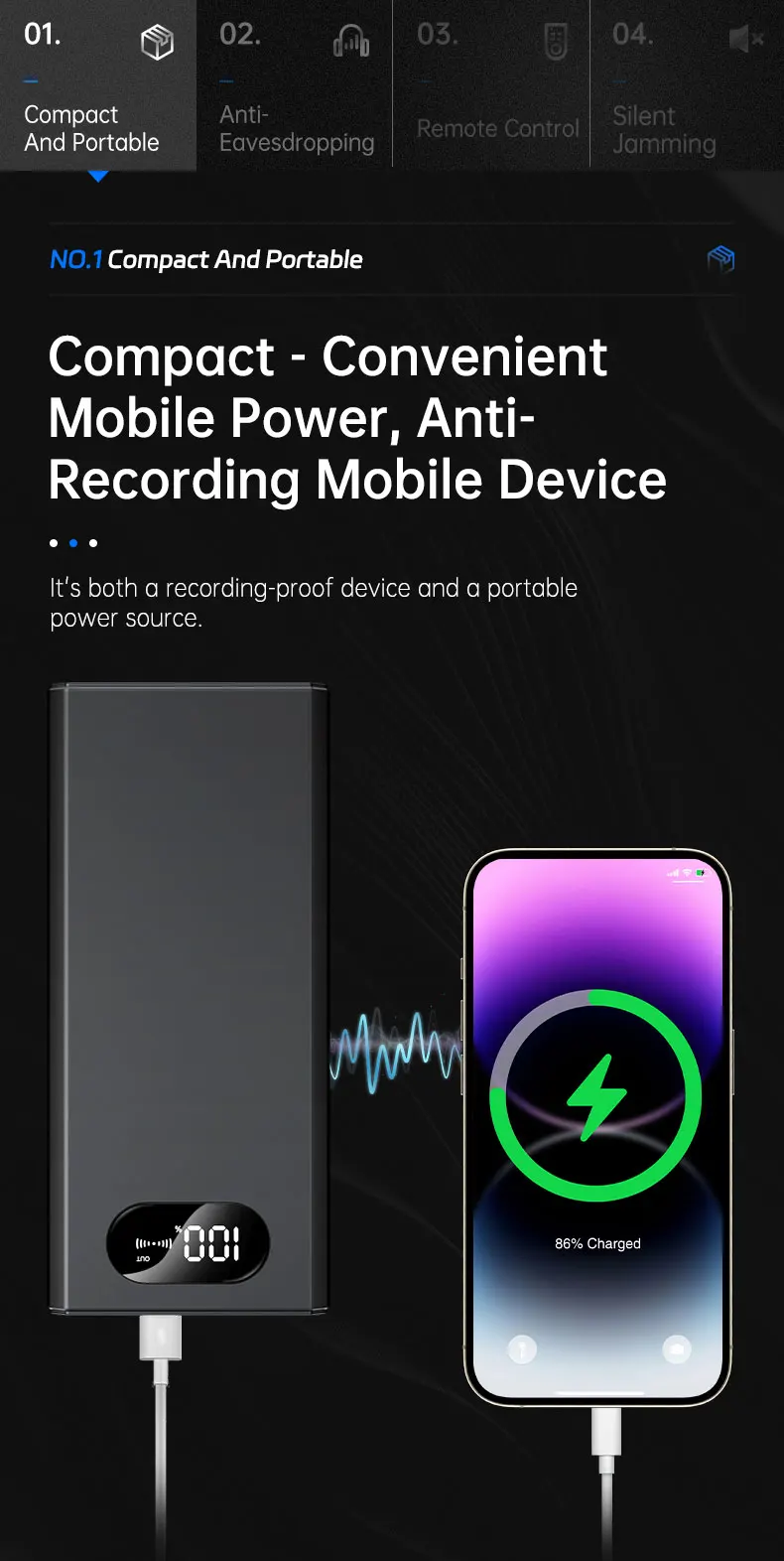 F15 Voice Audio Recording Blocker Prevent Voice Recording Record Jammer ...