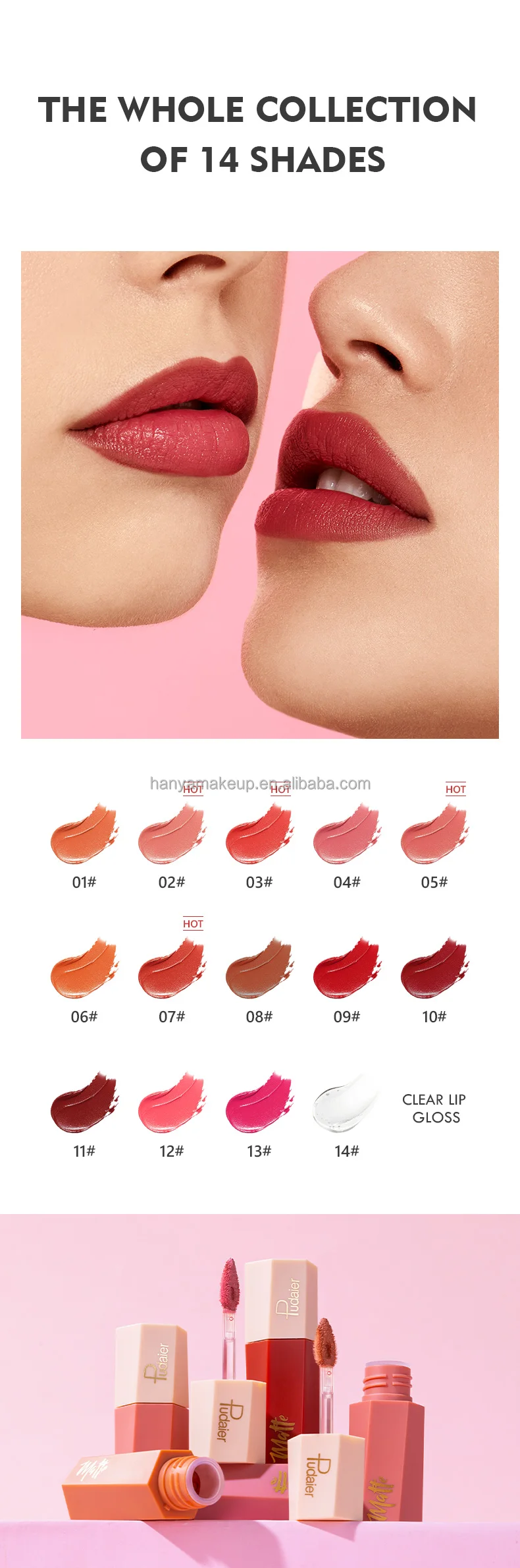 Pudaier High Pigmented 14 Colors Wholesale Cosmetics Velvet Matte ...