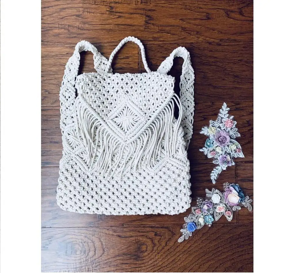 Handmade Macrame Backpack Small Hand Bags Indian Tote Bags Macrame ...