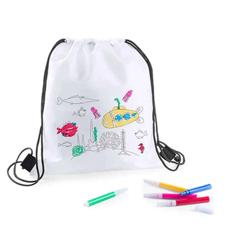 Hot Selling Children's Drawstring Backpack Hand-made Diy Graffiti ...