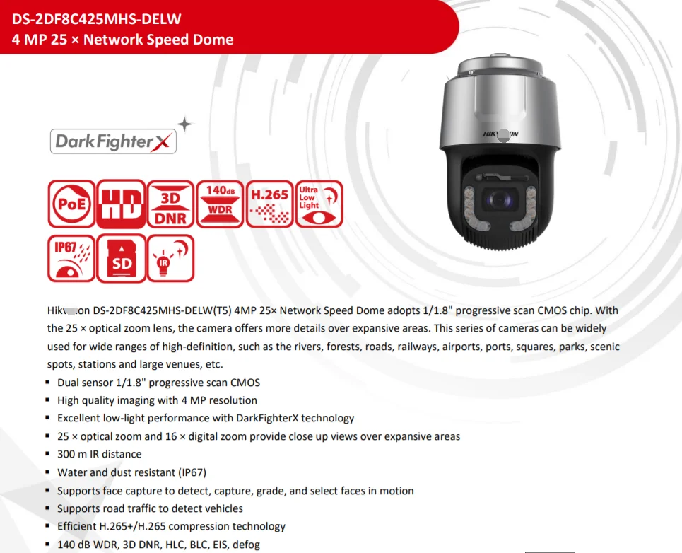 HIK-VISION Laser Network Speed Dome - 2MP 60X DS-2DF8C260I5XS-AELW(T5)