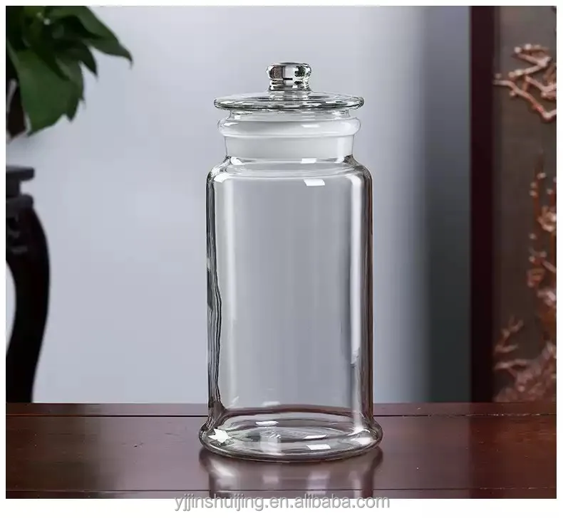Luxury 1 Gallon Large round Glass Jar Airtight Lid Storage Container ...