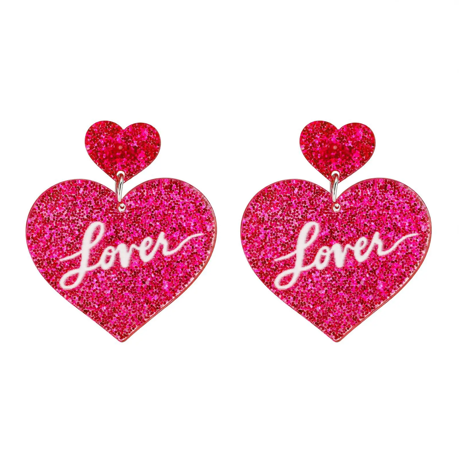 Dy Simple Cute Barbi Pink Earrings Custom Cut Resin Three Pink Heart ...