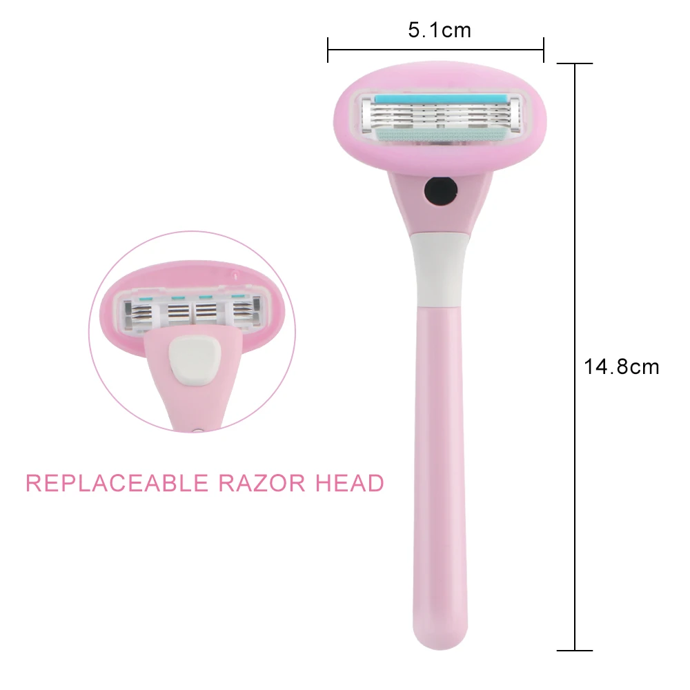 Women System Razor Four Blade Plastic And Metal Handle Replaceable ...