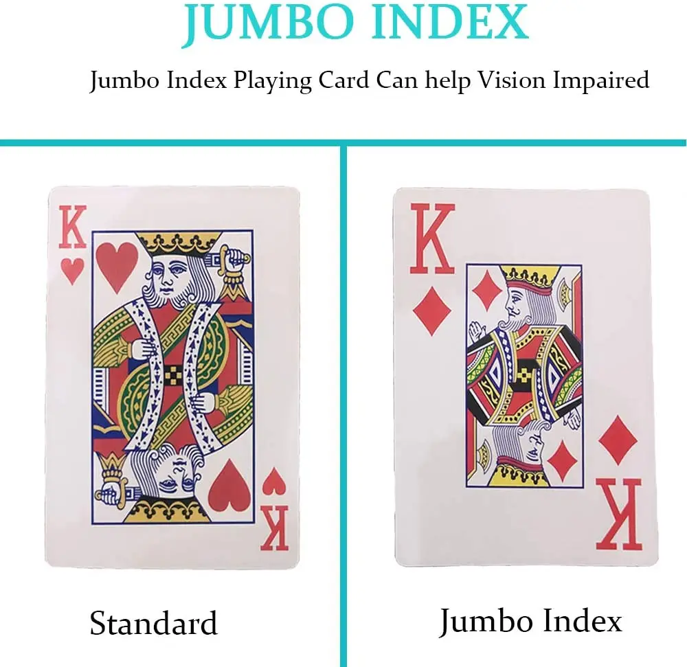 Large Print Playing Card/ Low Vision Poker / Jumbo Playing Cards 2 ...