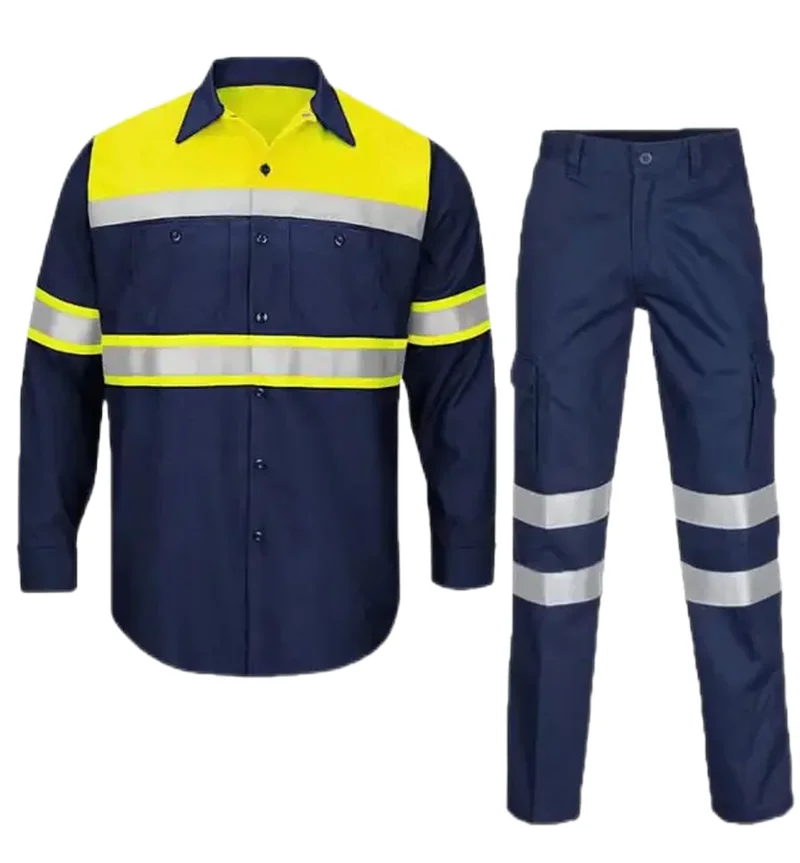Reflective Men Cotton Safety Work Clothing Sets Hi Vis Road ...