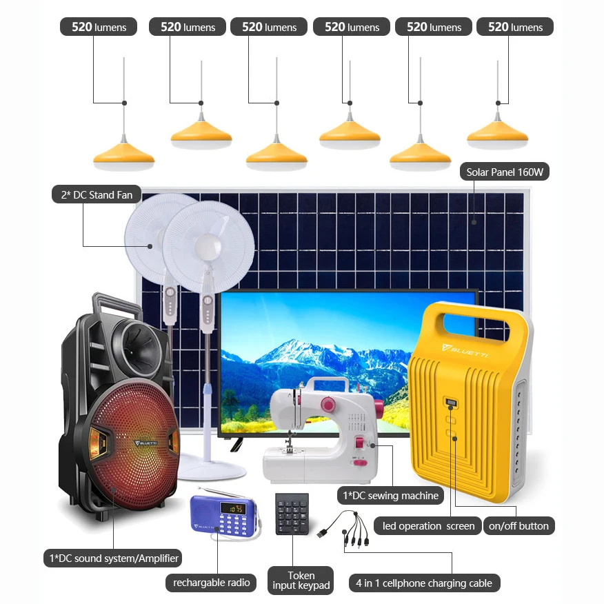 Bluetti 12v Solar Kit Small Paygo Solar Home Lighting System Solar Home ...