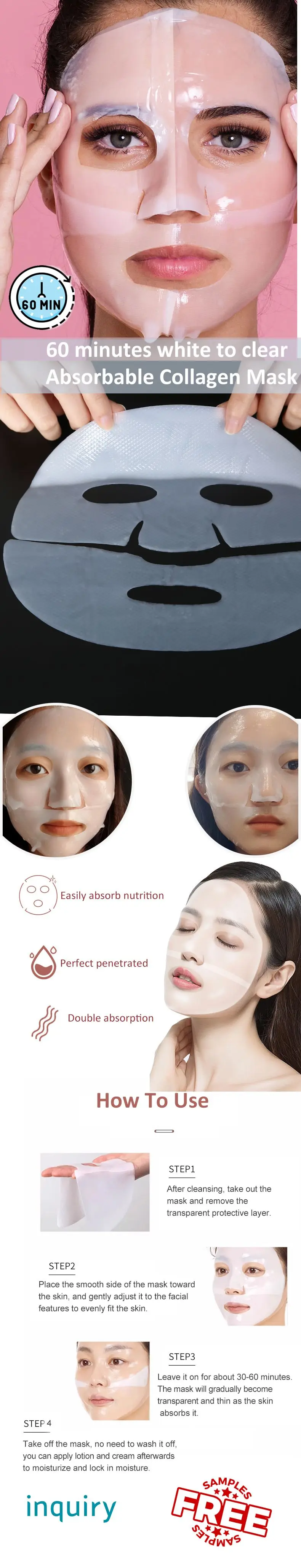 Hydrolyzed Overnight Bio Collagen Dissolving Film Sheet Face Mask ...