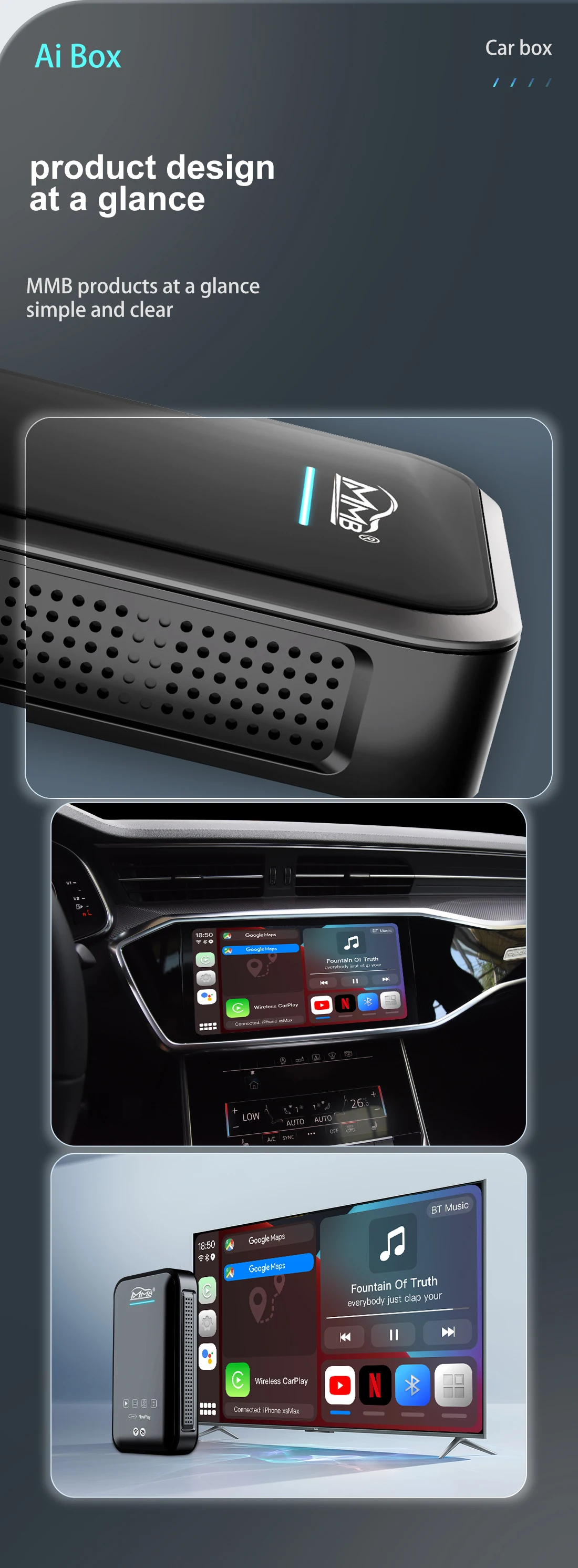 Smartbox Wireless Apple Carplay Ai Box For Youtube Netflix Mmb Android 11 Carplay Ai Box Carplay ...