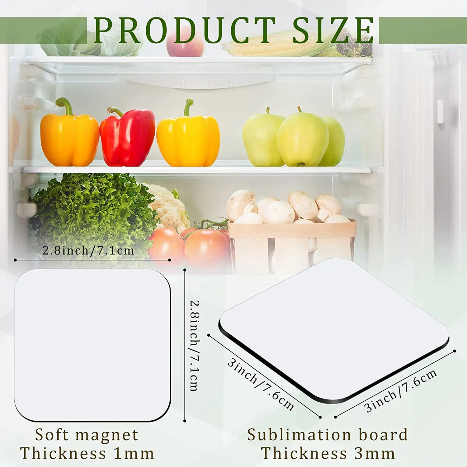 3x3 Inch Sublimation Blank Refrigerator Magnet, Square Fridge Magnets ...