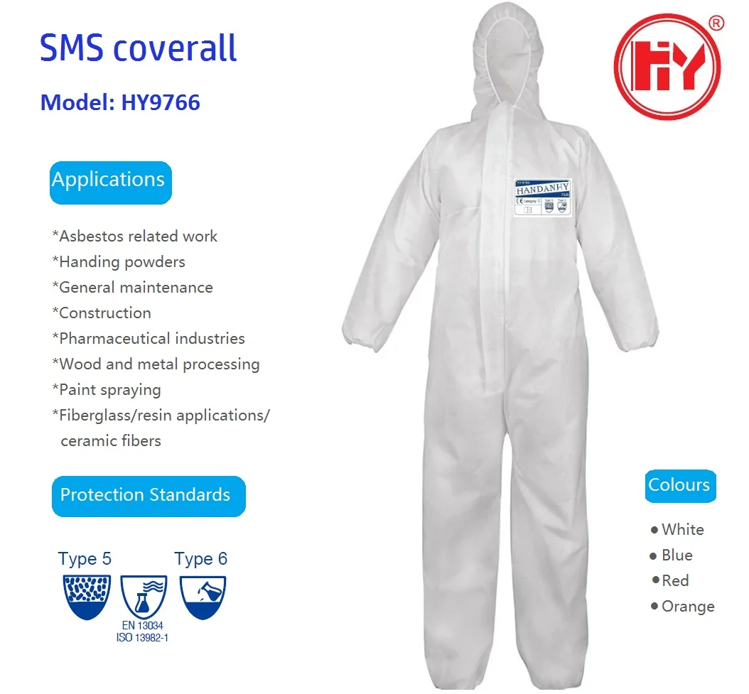 Ppe Type 5 6 Industrial Protective Suits Disposable Sms Coverall - Buy ...