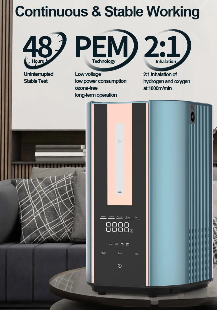 High Flow 1000ml/min Hydrogen Brown Gas Inhalator Portable Spe Pem ...