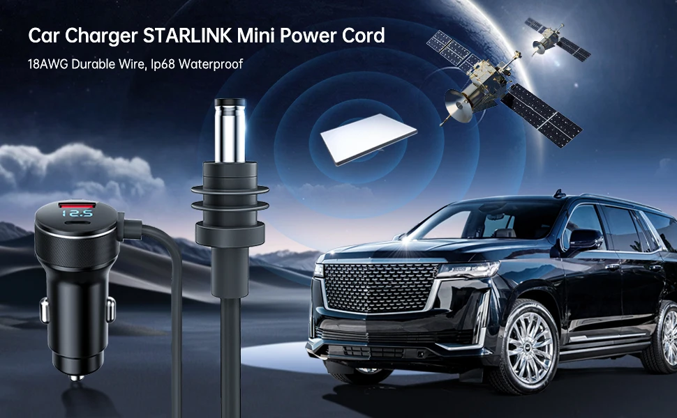 For Starlink Mini Car Cigarette Lighter Adapter to DC Power Cable 2M 3M ...