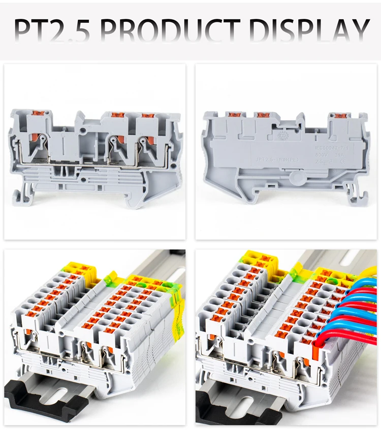 Fast Wiring Connector Din Rail Terminal Block PT2.5-TWIN Spring ...