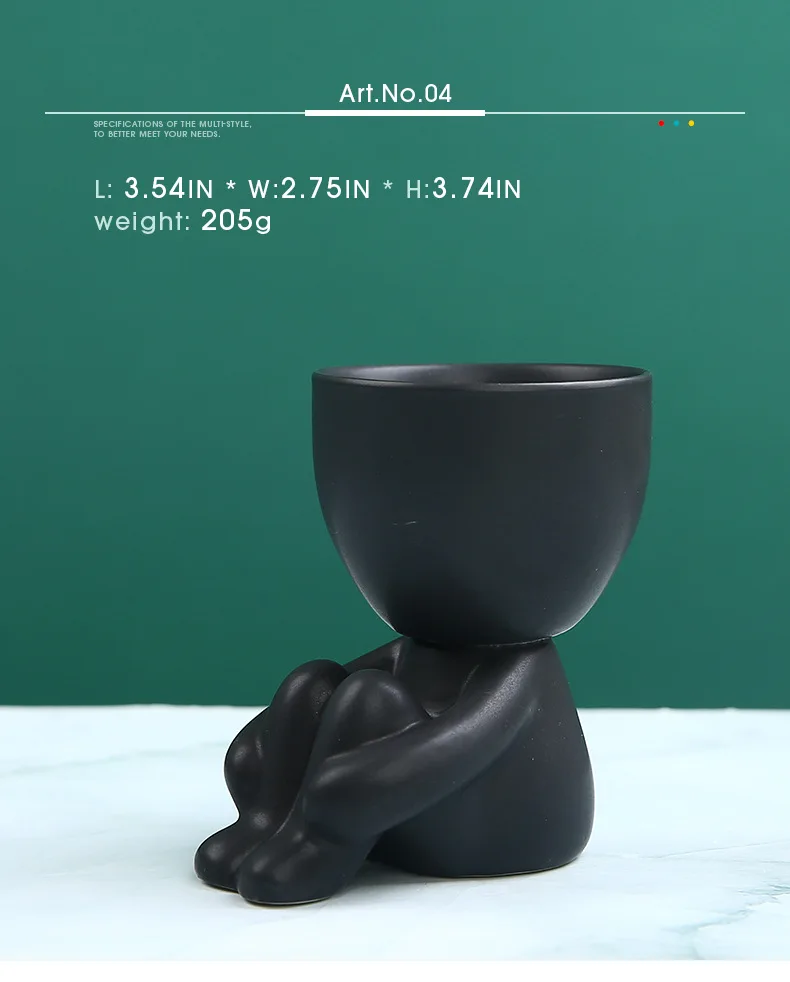 Home Decoration Ceramic Humanoid Succulent Plant Pot Creative Human ...