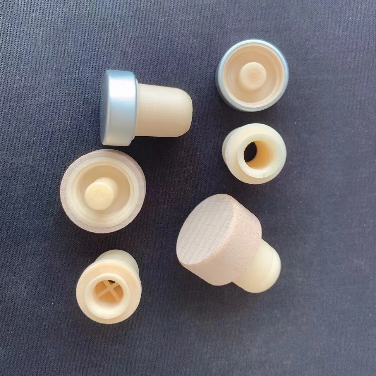 Custom Wood Cap Cork Polymer Cap Silver Aluminum Top or Wood Material ...