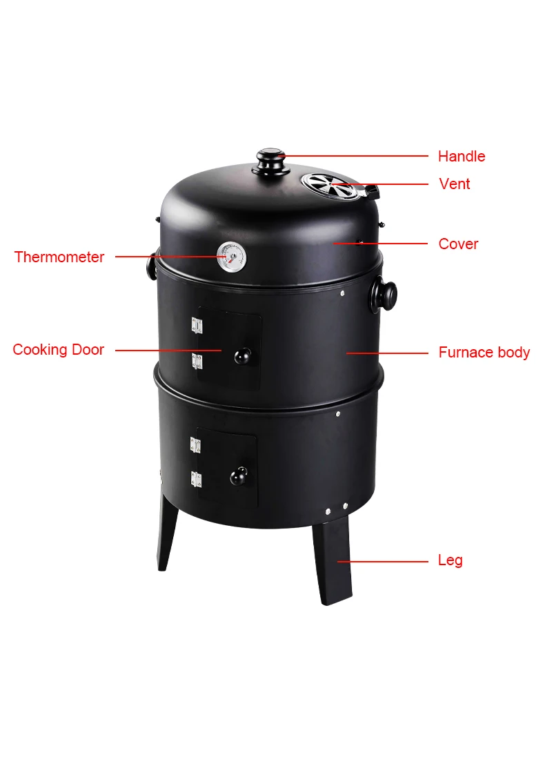 3 Layers Tower Vertical Barrel Outdoor Camping Barbecue Grill 3 In 1 ...