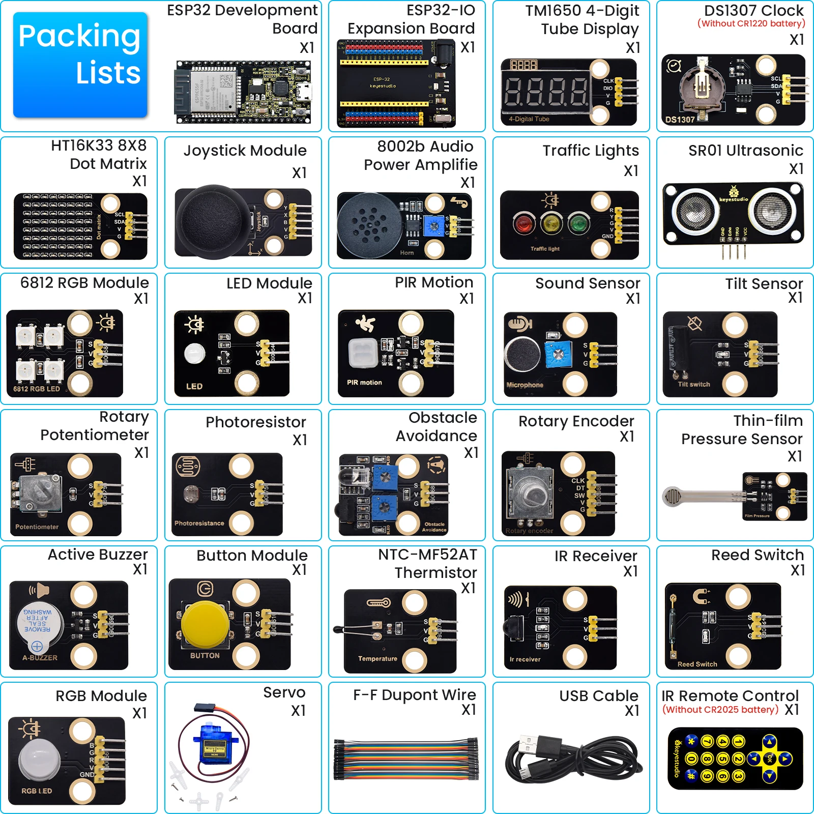 Keyestudio ESP32 24 in 1 Sensor Kit - STEM Education Starter