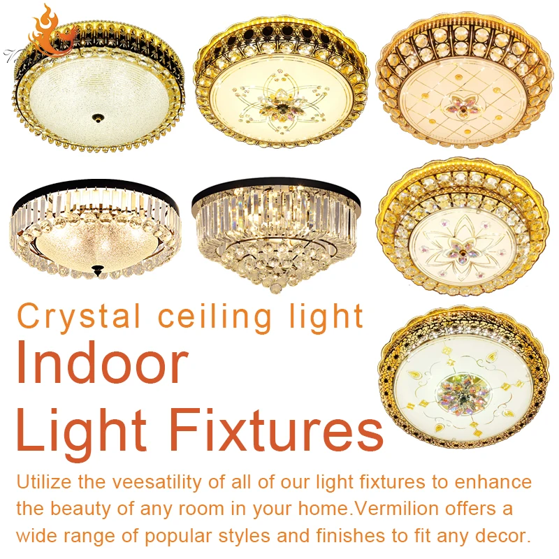 Modern Design Indoor Ceiling Lamps 3 Color Changeable Crystal Led ...