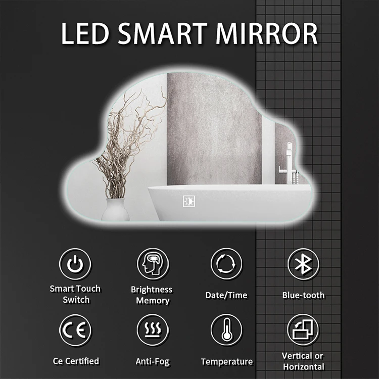 Frameless Cloud Shape Led Irregular Design Wall Mirror Smart Light ...